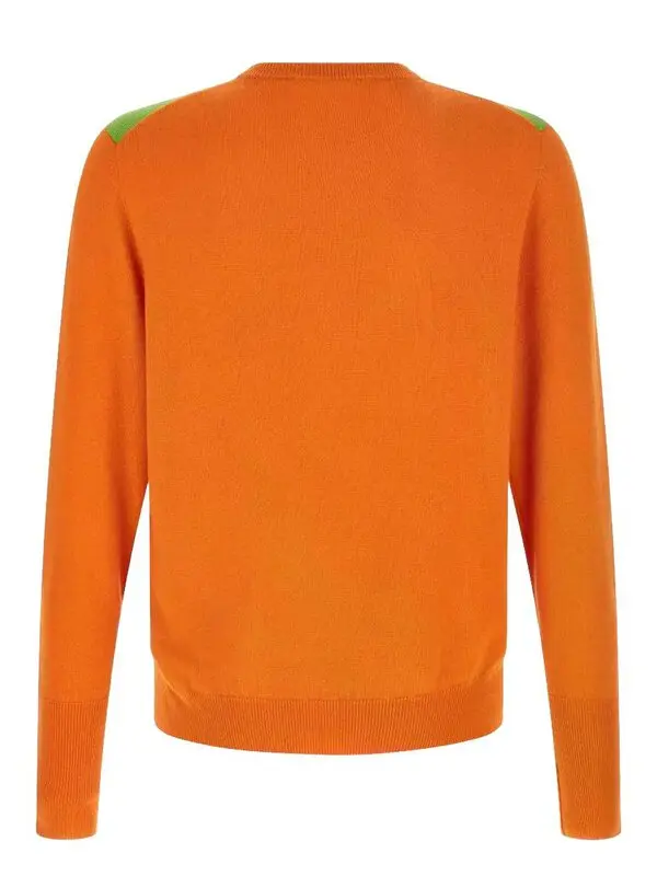 BALLANTYNE Cashmere Diamond Intarsia Crew Neck Sweater - Orange