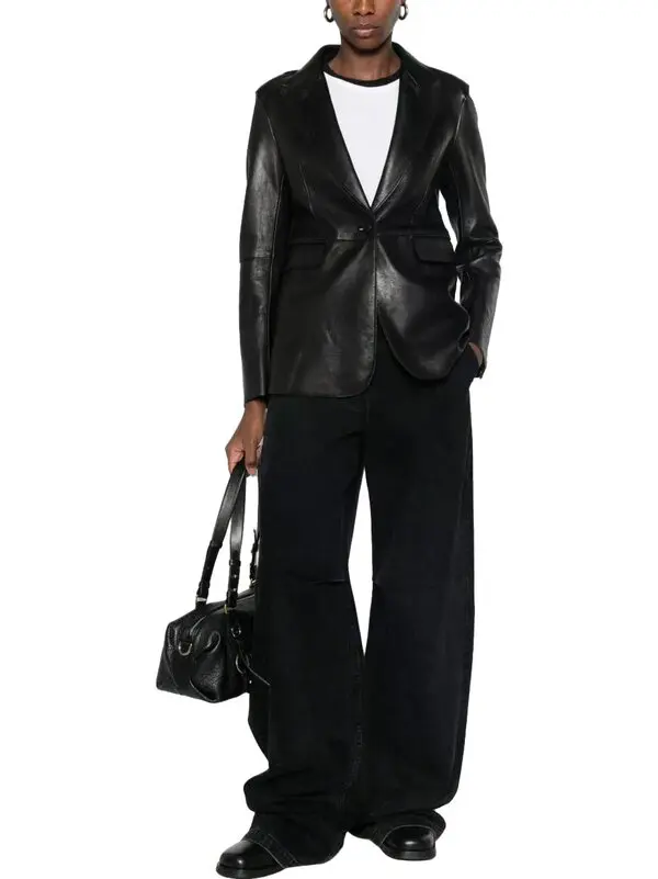 P.a.r.o.s.h Single-breasted Leather Jacket - Black