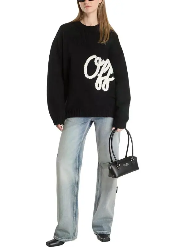 Off-White Embroidered Script-logo Sweater - Black