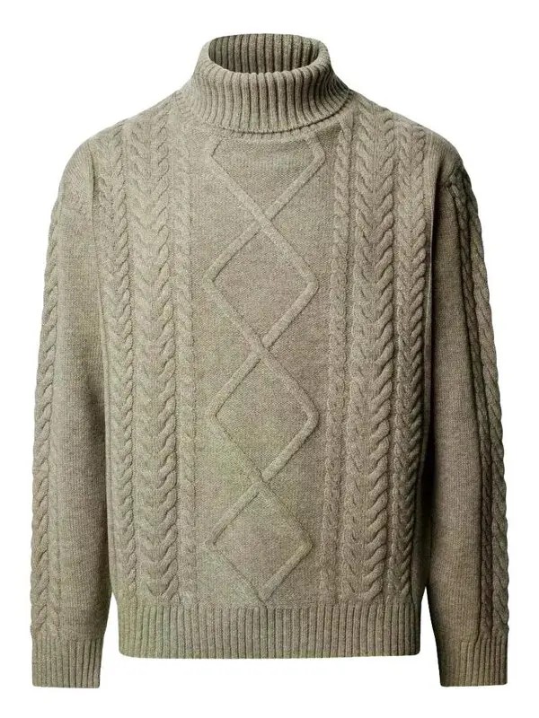 HACKETT LONDON Argyle Cable-knit Sweater - Green