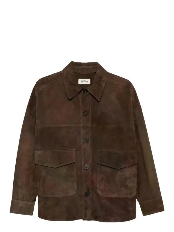 ARMA Suede Button-up Coat - Brown