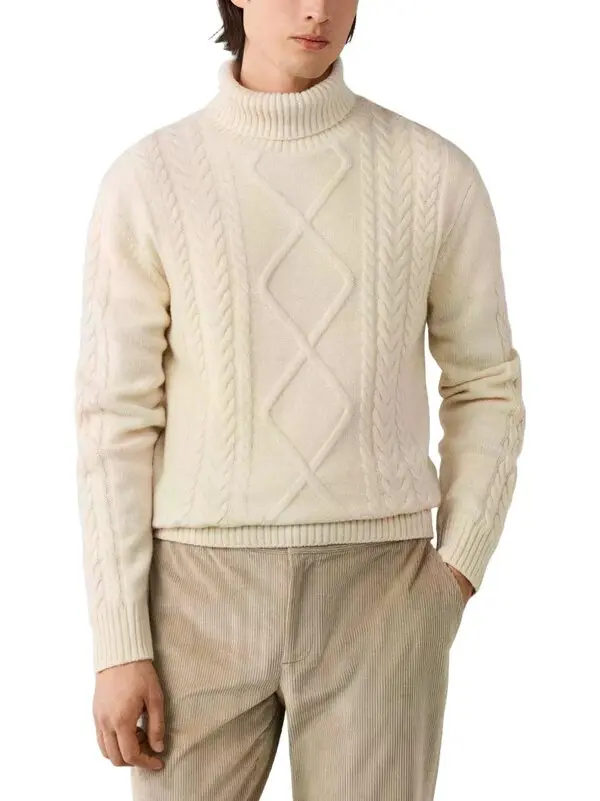 HACKETT LONDON Argyle Cable-knit Sweater - Neutrals