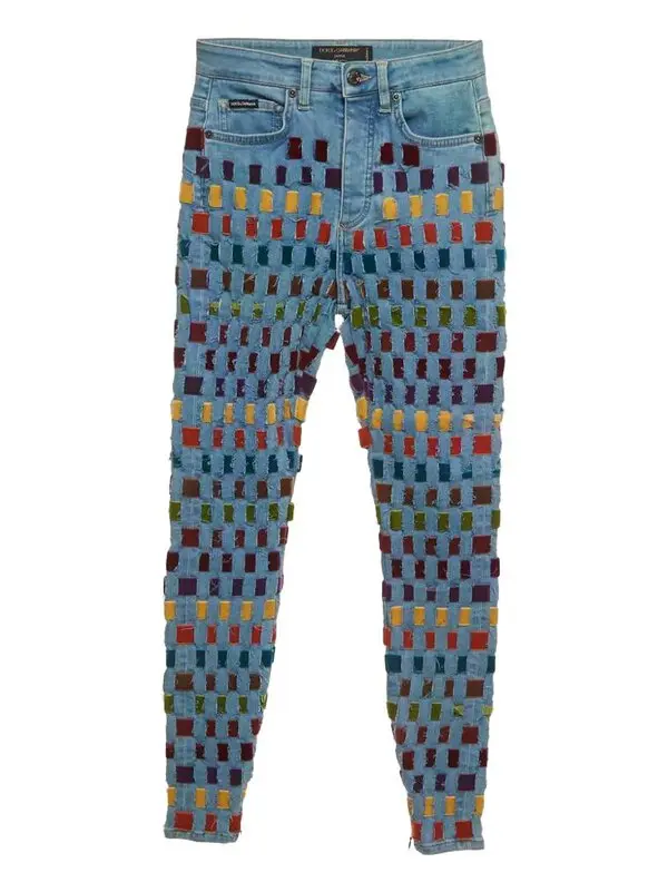 Dolce & Gabbana Ribbon Audrey Velvet Jeans - Blue