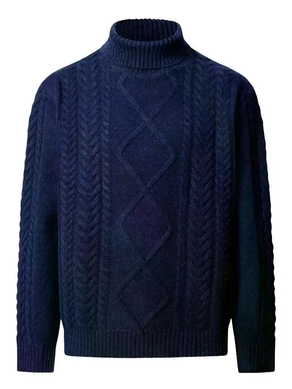 HACKETT LONDON Argyle Cable-knit Sweater - Blue