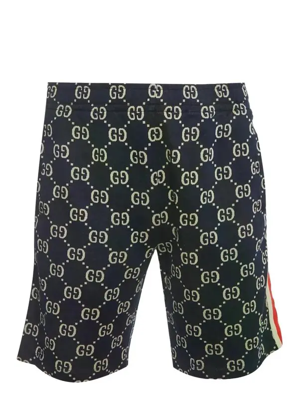 Gucci Gg Jacquard Web-stripe Shorts - Blue