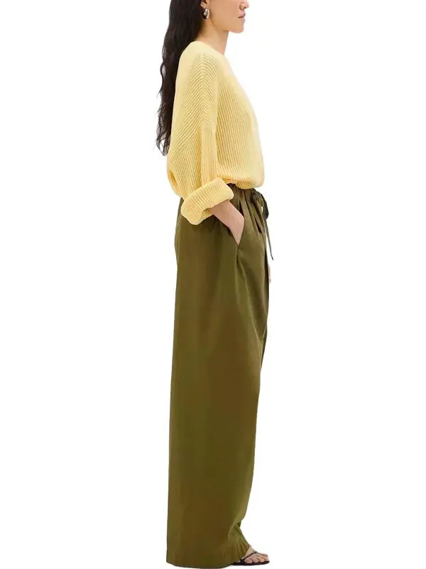 Another Tomorrow Draped Crew-neck Sweater - Yellow