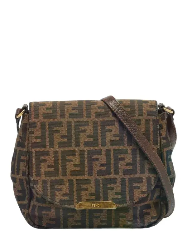 Fendi 2013 Tobacco Zucca Canvas Flap Crossbody Bag - Brown