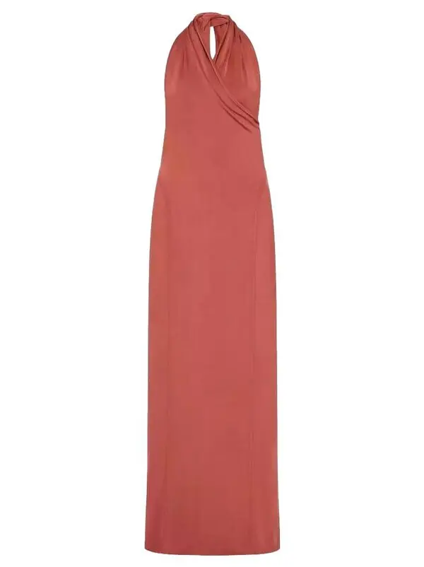 Another Tomorrow Gathered Halter Maxi Dress - Orange