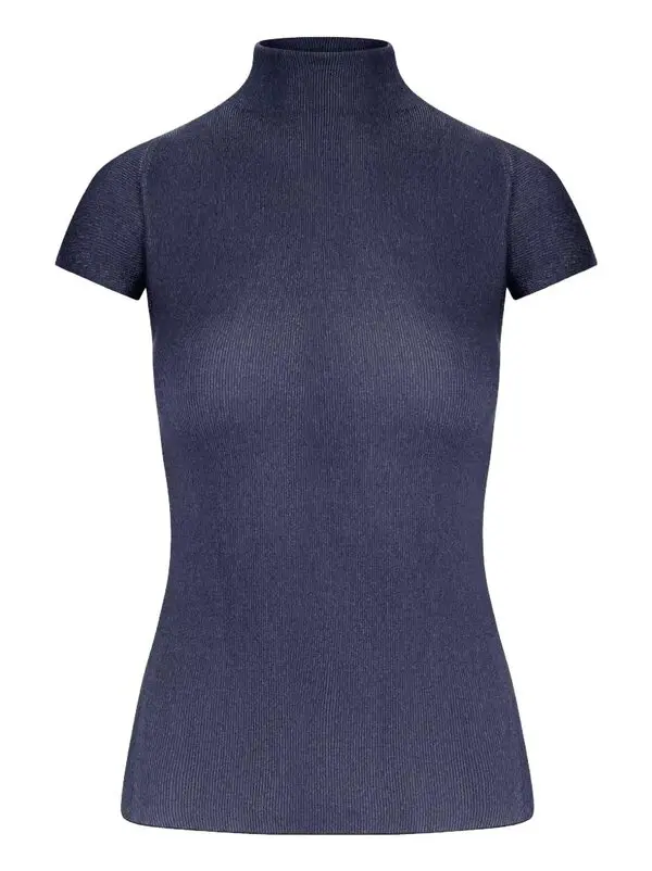 Giorgio Armani Ribbed Knit Short-sleeve T-shirt - Blue