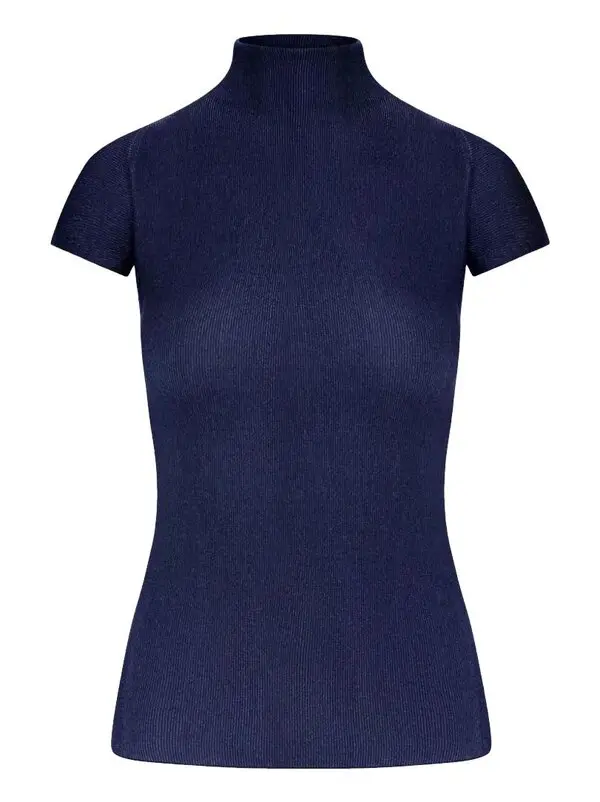 Giorgio Armani Ribbed Knit Short-sleeve T-shirt - Blue