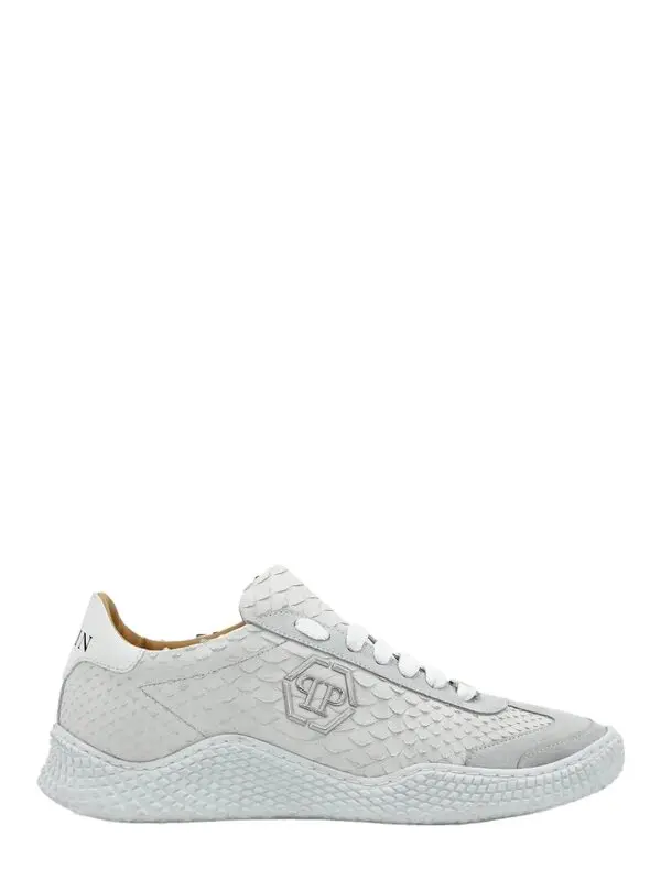 Philipp Plein Python Leather Suede-trim Sneakers - White