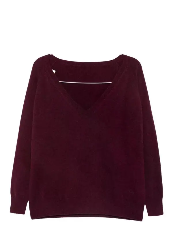 Plan C V-neck Cashmere Sweater - Red