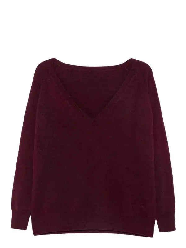 Plan C V-neck Cashmere Sweater - Red