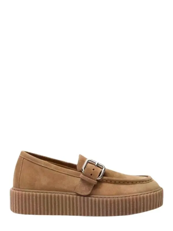 Max Mara Split-leather Buckled Loafers - Brown