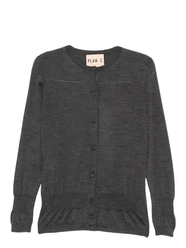 Plan C Ruffled-trim Cardigan - Grey