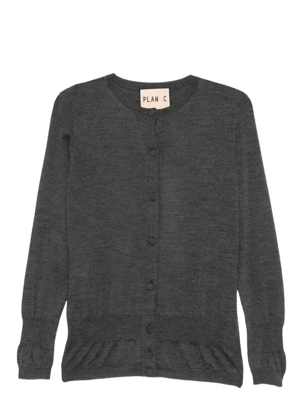 Plan C Ruffled-trim Cardigan - Grey