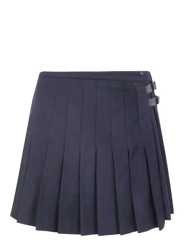 Emporio Armani Buckle-detail Pleated Mini Skirt - Blue