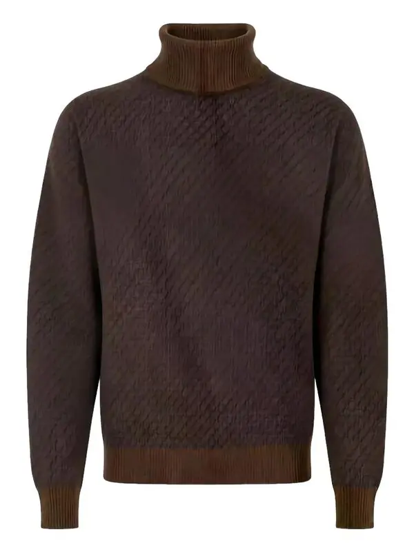 MANUEL RITZ Geometric-pattern Roll-neck Sweater - Brown