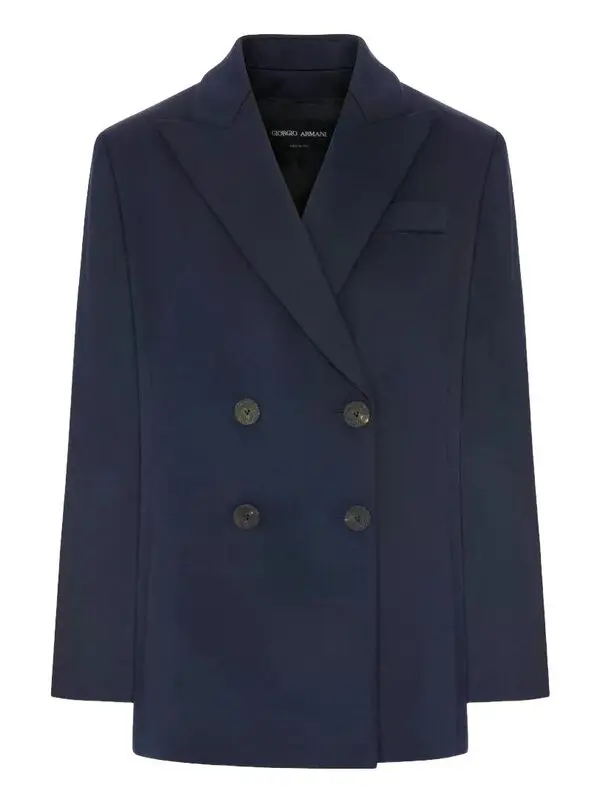 Giorgio Armani Double-breasted Wool Blazer - Blue