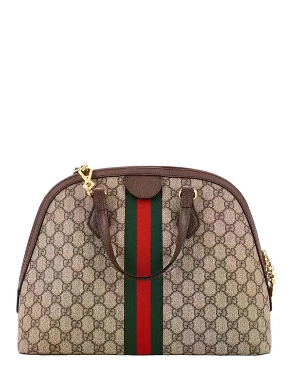 Gucci Gg Coated Canvas Medium Satchel - Brown