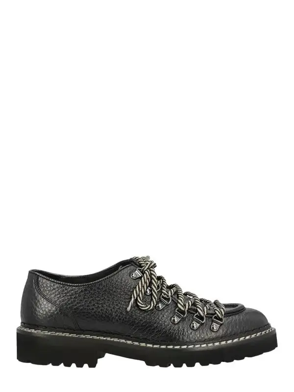 DOUCAL'S Grained Leather Lace-up Derby Shoes - Black