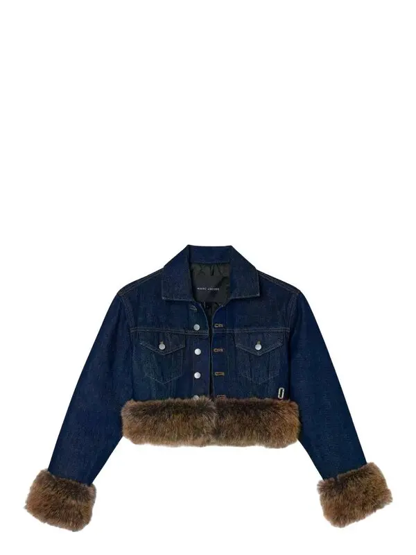 Marc Jacobs Faux-fur Shrunken Trucker - Blue