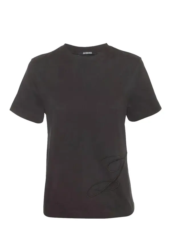 Jacquemus Logo Embroidered T-shirt - Black