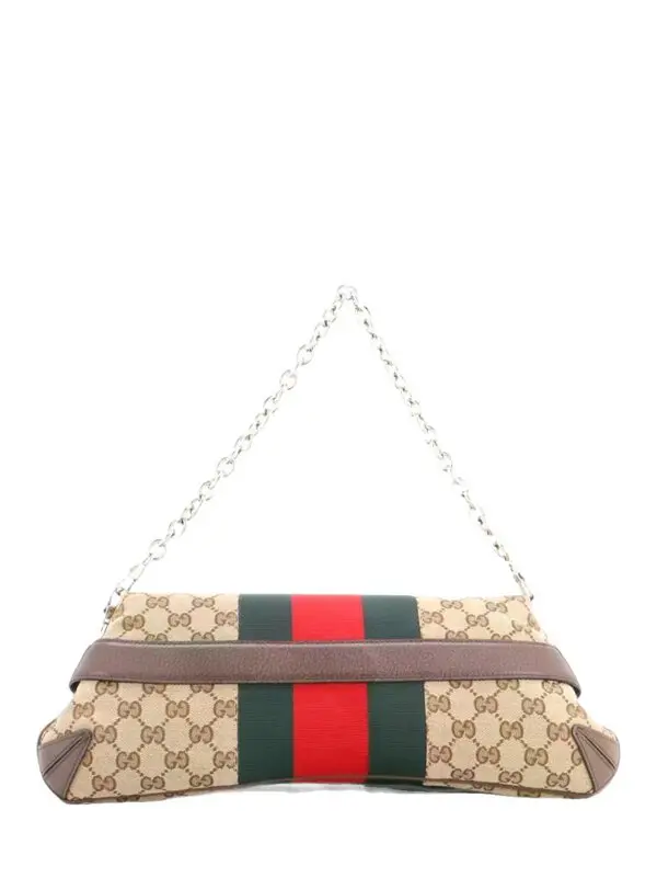 Gucci Gg Canvas Web Chain Medium Shoulder Bag - Brown