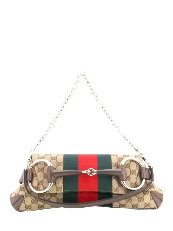 Gucci Gg Canvas Web Chain Medium Shoulder Bag - Brown