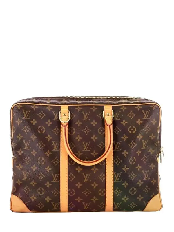 LOUIS VUITTON Porte-documents Voyage Briefcase Monogram Canvas Business Bag - Brown