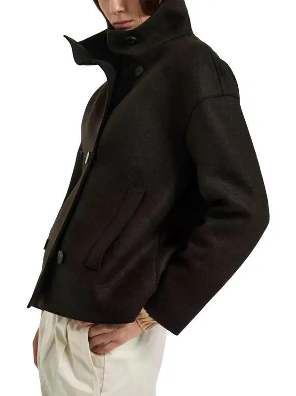 Harris Wharf London Double-breasted High-neck Jacket - Brown