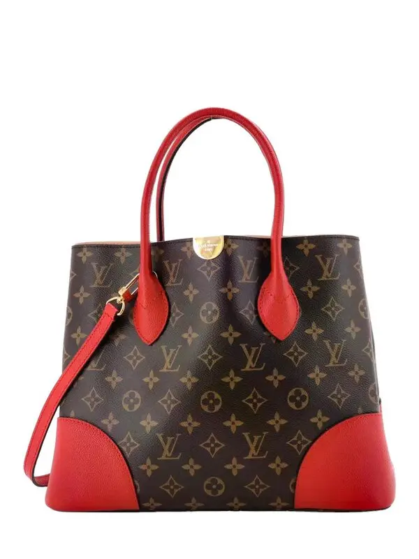 LOUIS VUITTON Flandrin Monogram Canvas And Leather Tote Bag - Red
