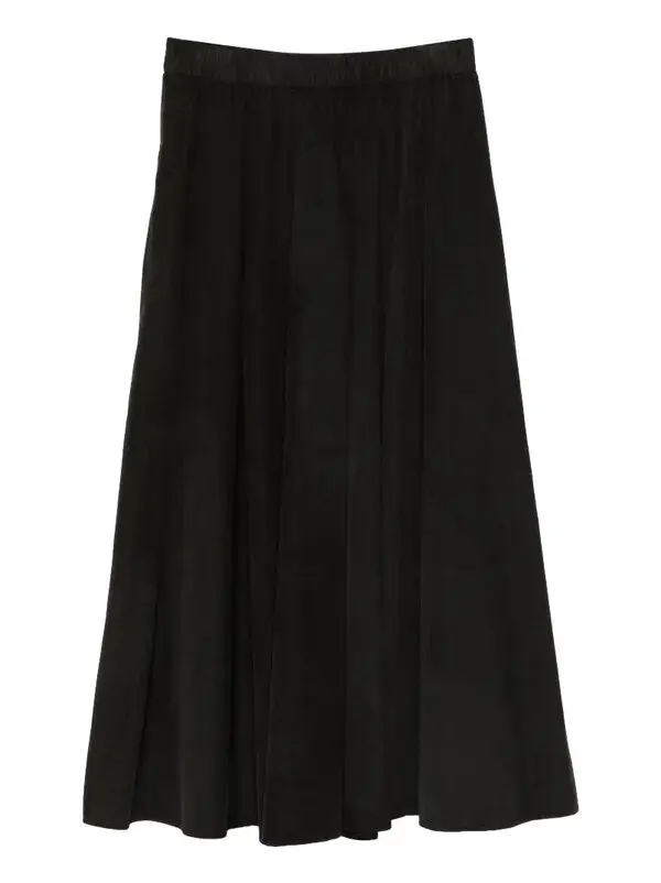 Aspesi Pleated Corduroy Midi Skirt - Black