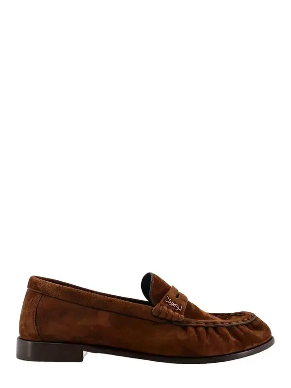 Saint Laurent Logo-detail Loafers - Brown