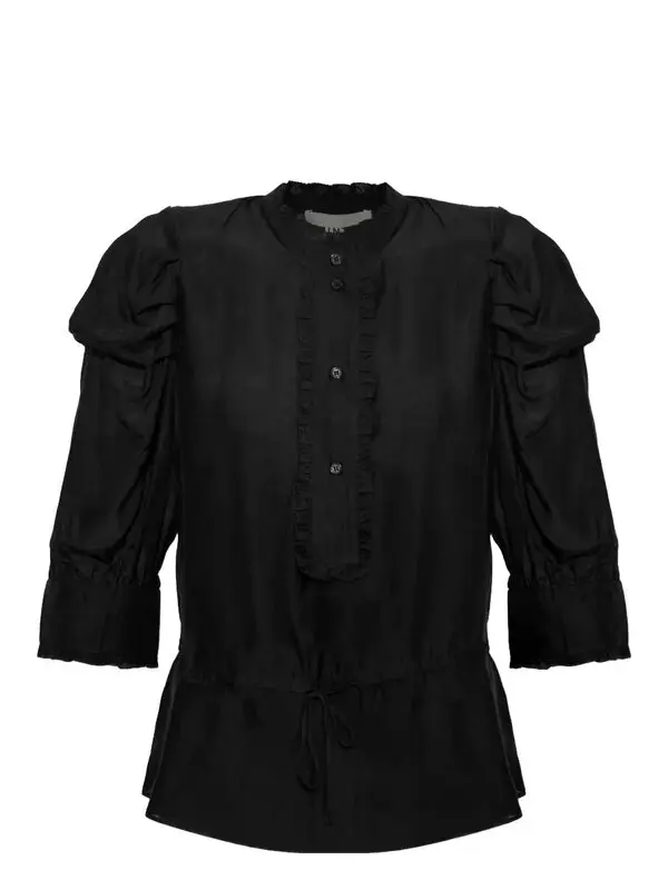 Munthe Ruffled Drawstring-waist Top - Black