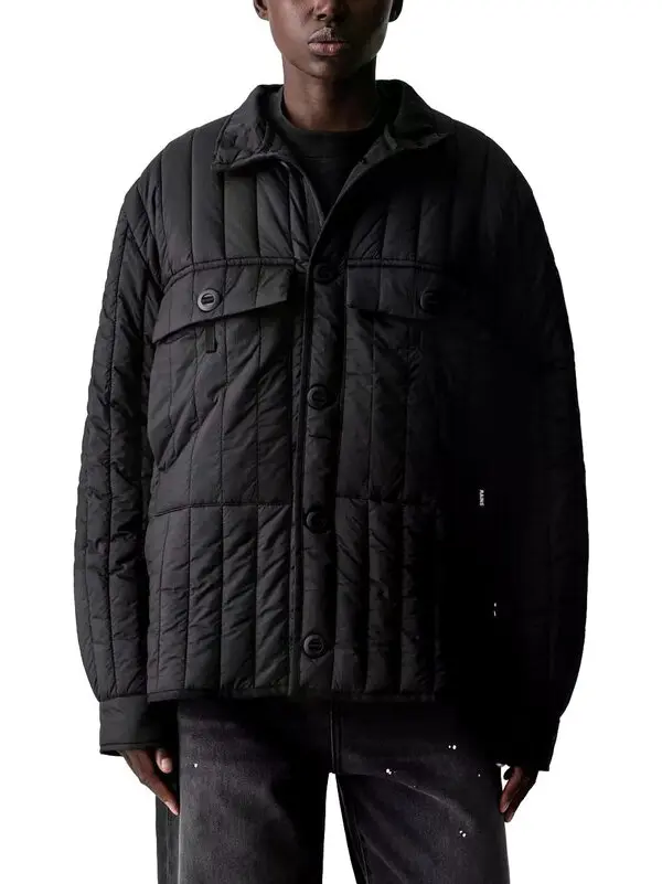 Rains Quilted Button-up Jacket - Black