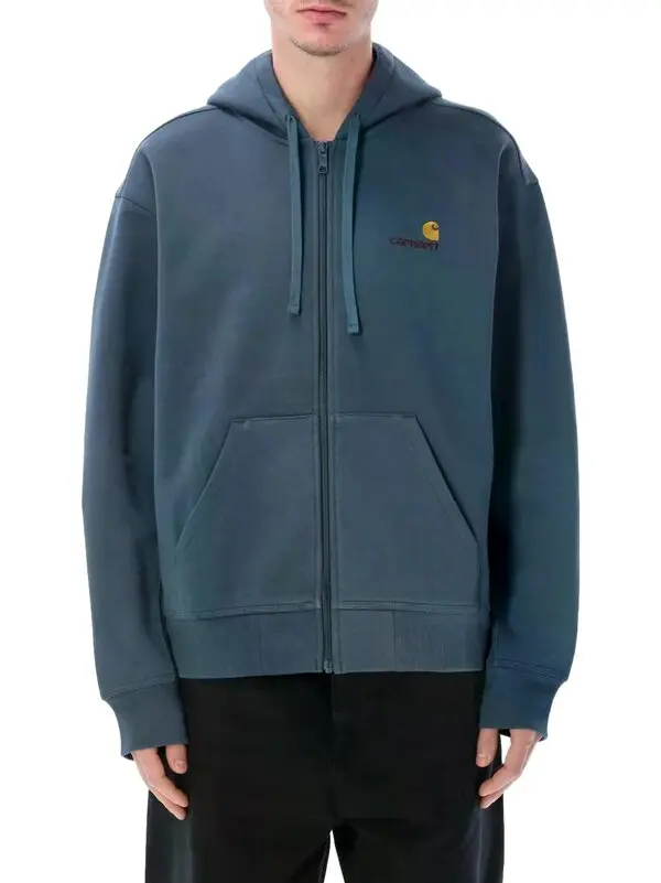 Carhartt Work In Progress Embroidered Logo Zip-up Hoodie - Blue