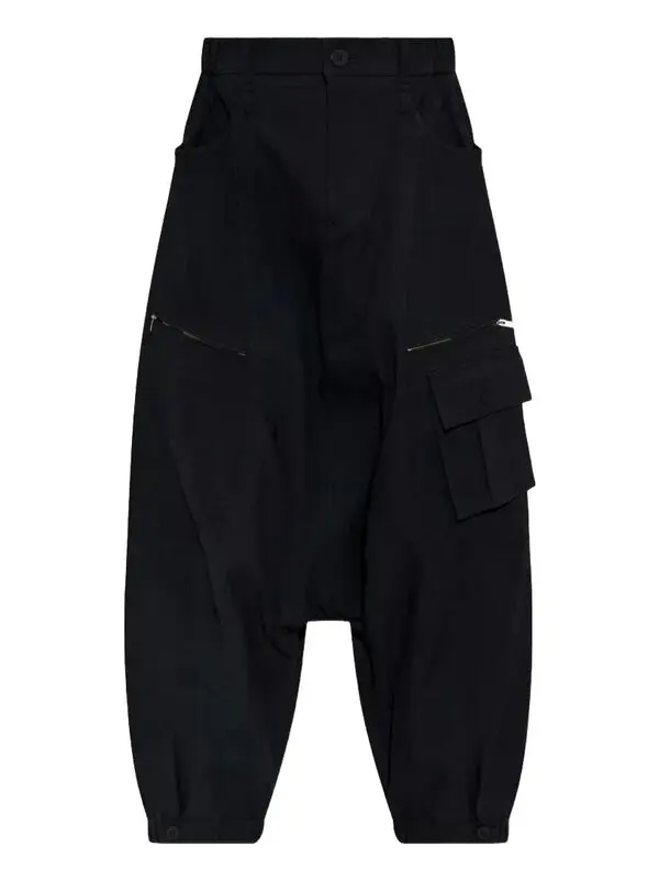 Issey Miyake Low-crotch Cropped Cargo Trousers - Black