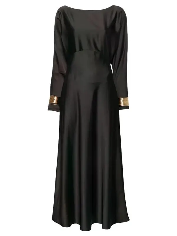 Imperial Satin-finish Long-sleeve Maxi Dress - Brown