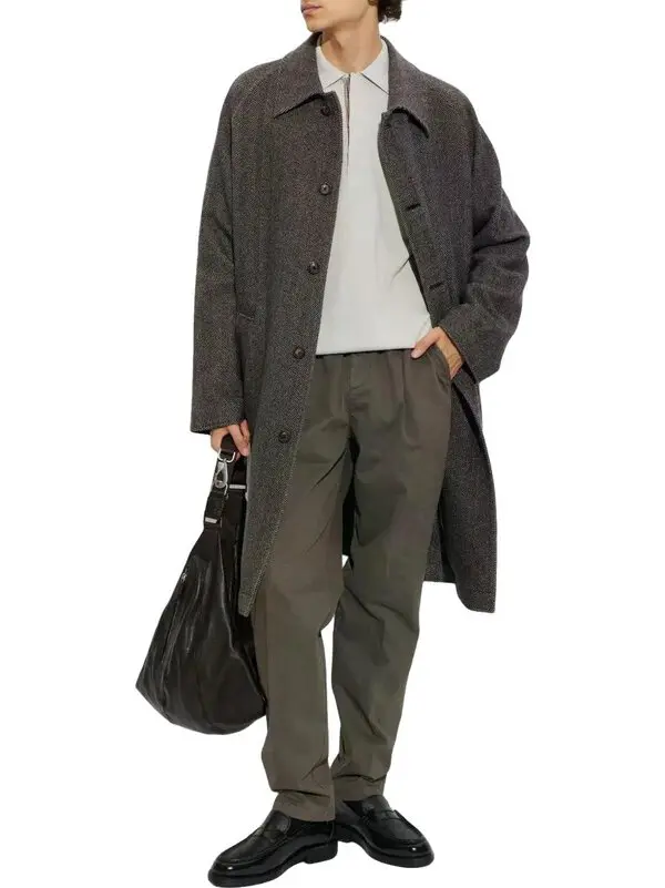 Eleventy Herringbone Coat - Brown