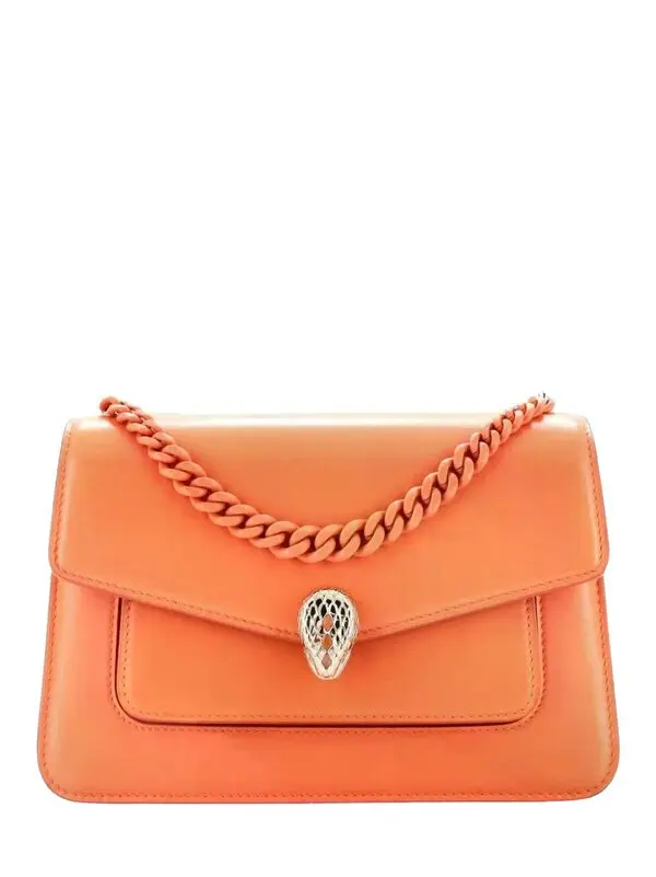 BVLGARI Serpenti Forever Maxi Chain Leather Small Cross Body Bag - Orange