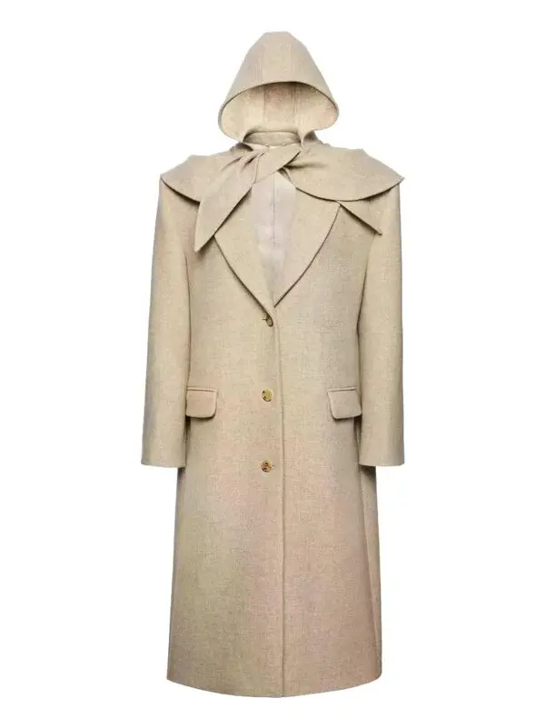 Magda Butrym Hooded Scarf-detail Coat - Neutrals