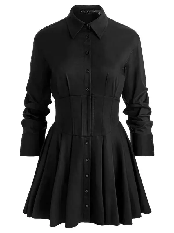 Alice + Olivia Corset-style Button-down Dress - Black