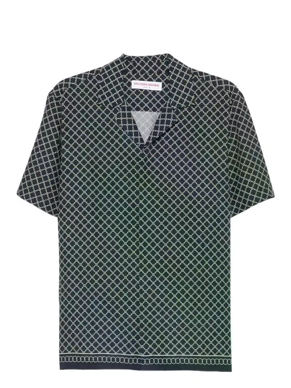 Orlebar Brown Geometric-print Short-sleeve Shirt - Blue