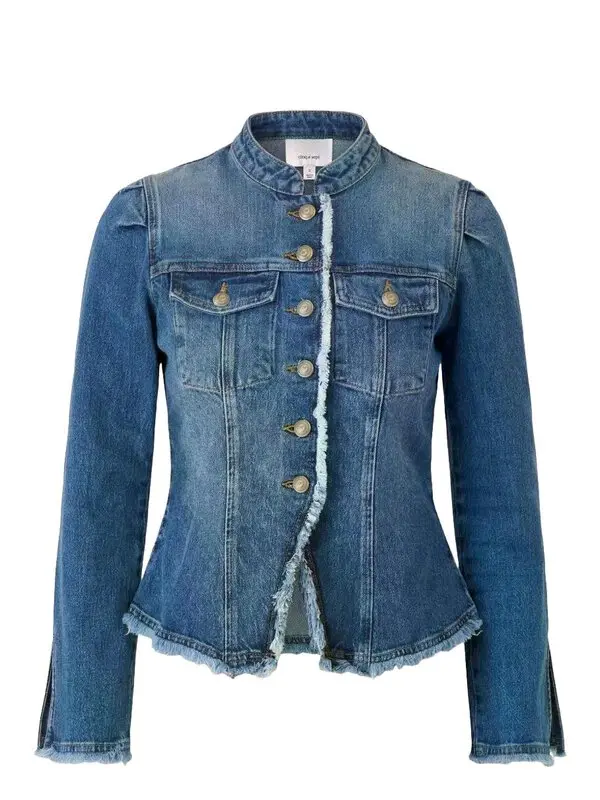 Cinq À Sept Avril Frayed Denim Jacket - Blue