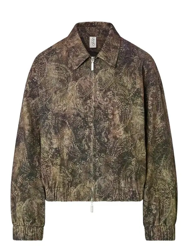 Liu Jo Oversized Glitter-print Drill Jacket - Brown