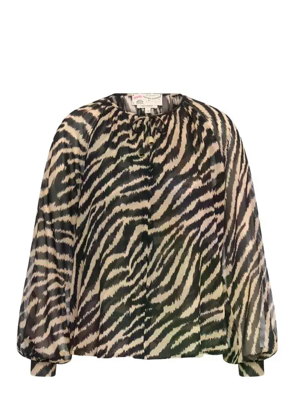 MAISON COMMON Zebra-print Silk Blouse - Black