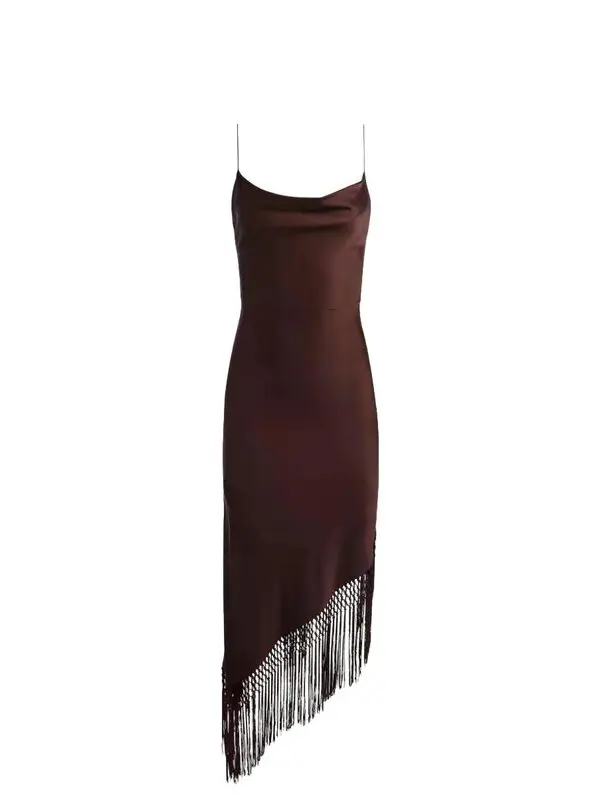 Alice + Olivia Harmony Fringe-trimmed Asymmetrical Dress - Brown