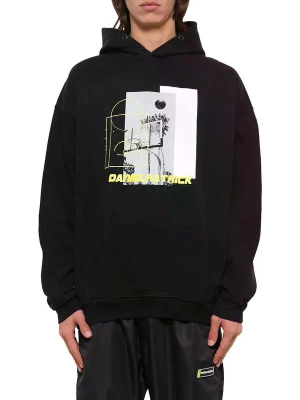 DANIEL PATRICK 94 B-ball Graphic-print Hoodie - Black
