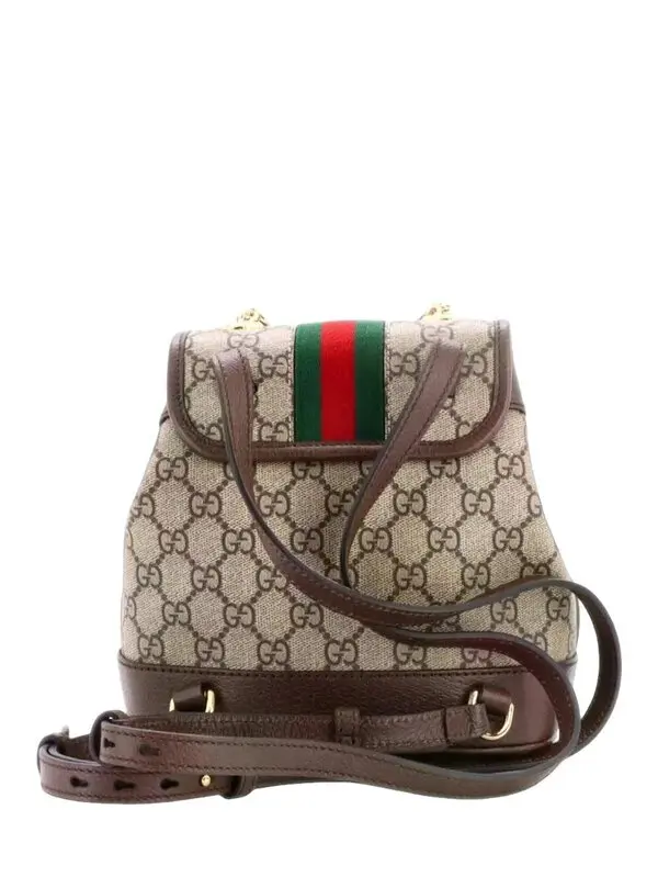 Gucci Ophidia Flap Gg Coated Canvas Mini Backpack - Brown